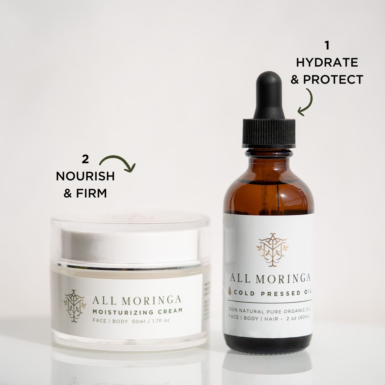 Moringa Cream & Seed Oil All Natural Duo for Face | All Moringa