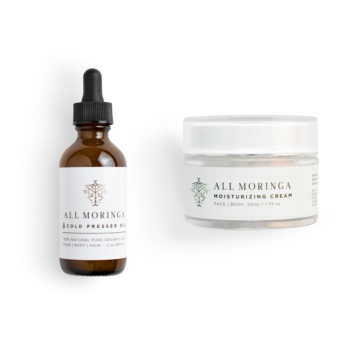 Moringa Cream & Seed Oil All Natural Duo for Face | All Moringa