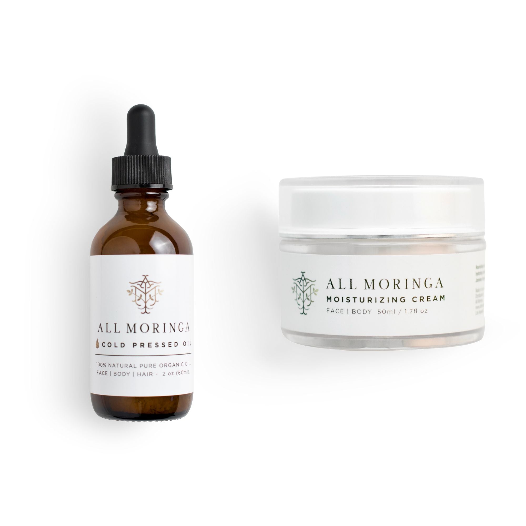 Moringa Cream & Seed Oil All Natural Duo for Face | All Moringa